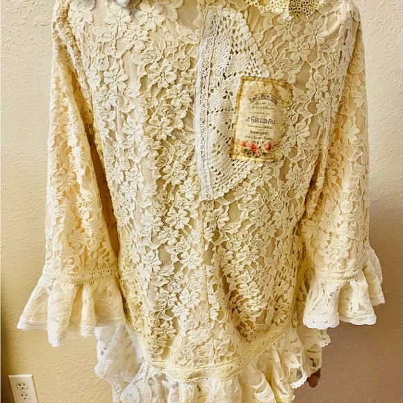 Chico's | Jackets & Coats | Handmade Bell Sleeve Upcycled Cream Jacket ...